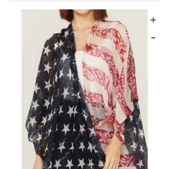 Shyanne | Accessories | 4th July Shawl Flag Stars Kimono Sheer Cover Up ...